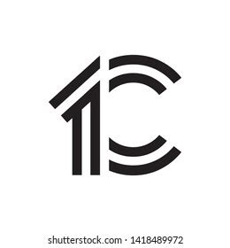 C Line Art Outline Monogram Geometric Stock Vector Royalty Free