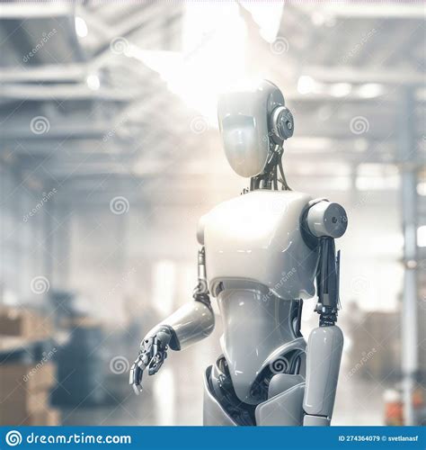 Humanoid Robot Working In A Warehouse Generative Ai Illustration Stock Illustration