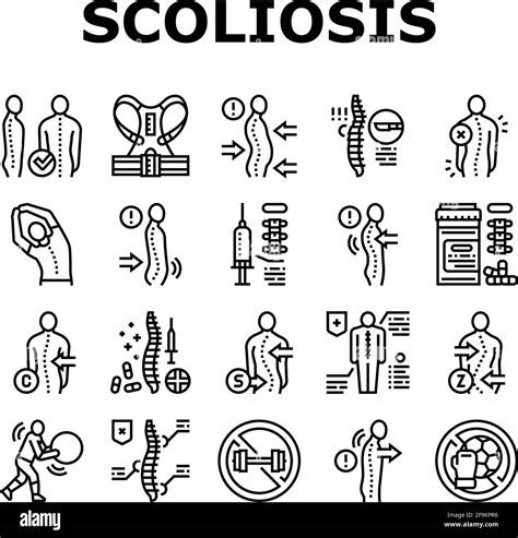 Scoliosis Disease Collection Icons Set Vector Stock Vector Image And Art