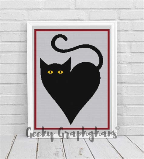 cat heart crochet graphghan pattern geeky graphghans