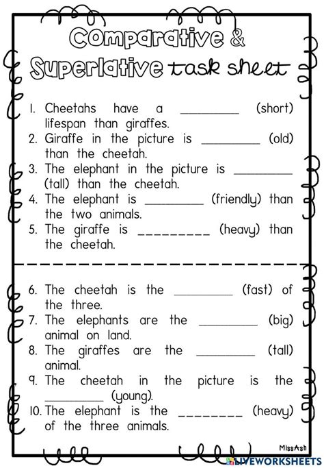 Comparative And Superlative Reading Cards Task Sheet Online Exercise For Live Worksheets