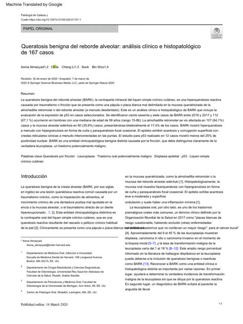 Queratosis Benigna Articulo Pdf P53 Carcinogénesis