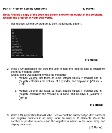 Solved Part Iii Problem Solving Questions Marks Note Chegg