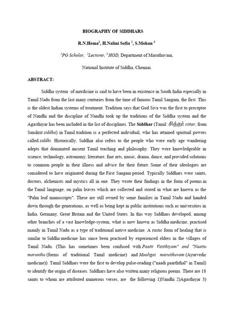 Biography Of Sidd Hars Full Paper 1 Pdf