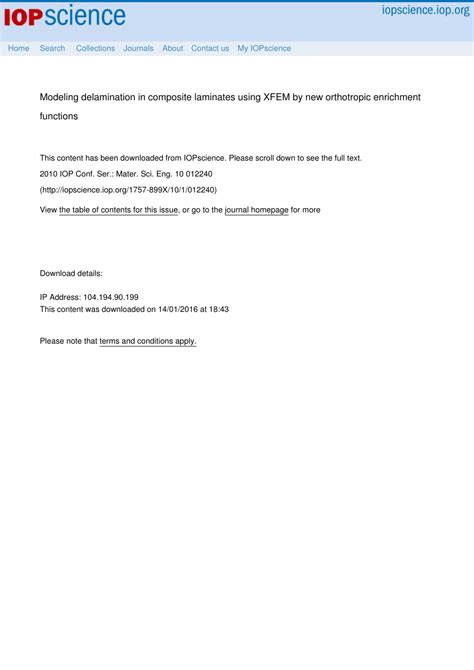 Pdf Modeling Delamination In Composite Laminates Using Xfem By New Orthotropic Enrichment