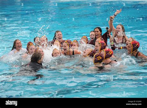 Los Angeles California Usa Th May The Usc Women S Water Polo Team Is Joined By Coach