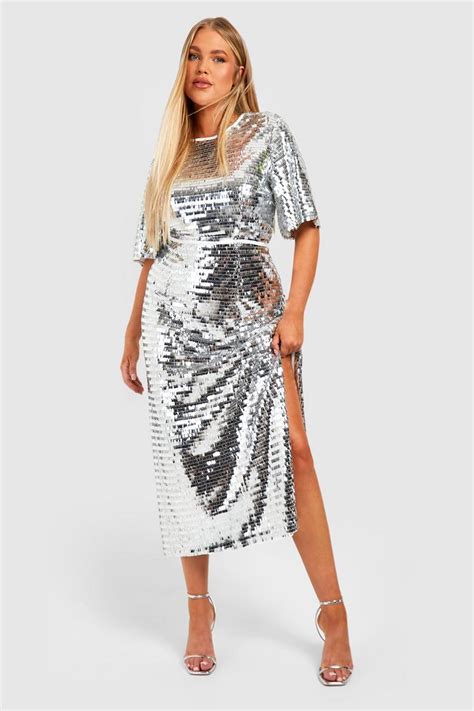 Plus Shard Sequin Midaxi Dress Boohoo Au