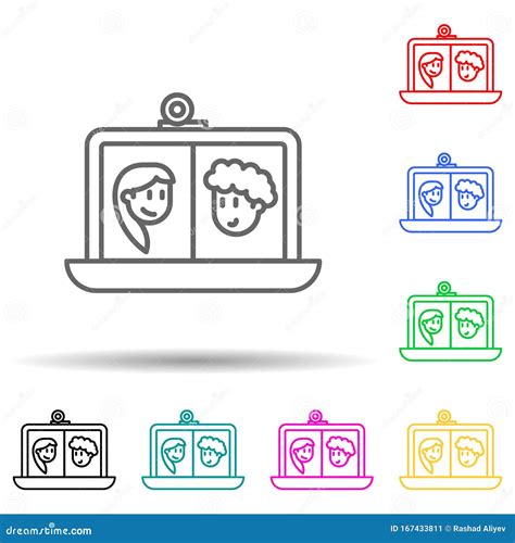 Online Communication Of Lovers Multi Color Style Icon Simple Thin Line Outline Of Friendship