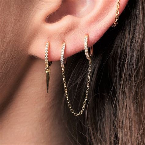 Cartilage Double Piercing Earring Piercing Earrings Chain Etsy