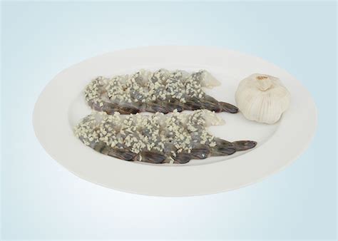 Raw Peeled And Deveined Tail On Black Tiger Shrimp Marinated Garlic