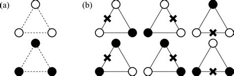 three spin system on triangle cluster the dotted and solid lines