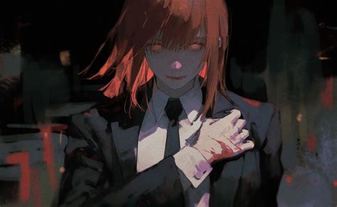 배경 화면 96yottea Makima Chainsaw Man Chainsaw Man 애니메이션 소녀들 빨간 머리