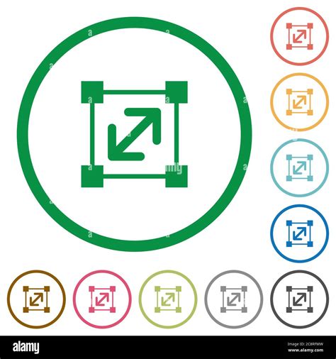set of resize element color round outlined flat icons on white