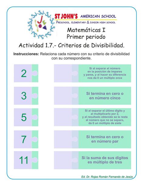 Criterios De Divisibilidad Activity For Primero De Secundaria Live Worksheets