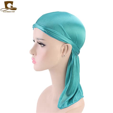 欧美爆款男女仿真丝长尾头巾帽 海盗帽 Silky Durag Tjm 05c 阿里巴巴