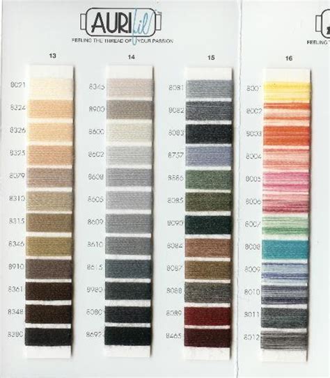 Aurifil Lana Wool Thread Wrapped Color Colour Card Chart 12 Etsy