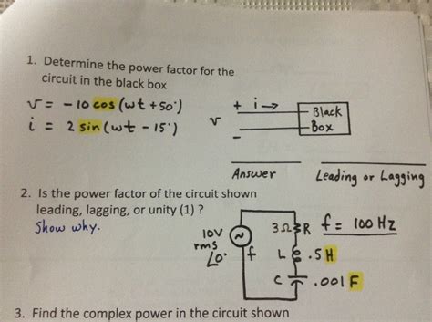Solved Determine The Power Factor For The Circuit In The Chegg Com