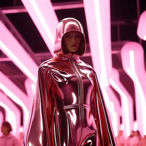 Premium Photo A Woman In A Shiny Pink Outfit