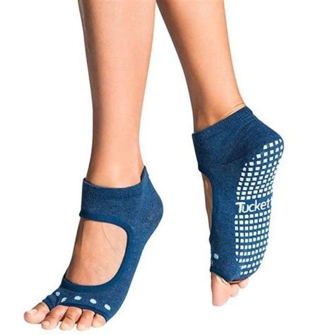Tucketts Allegro Yoga Pilates Toeless Socks With Grips Non Slip Toe
