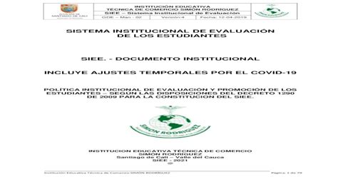 El Sistema Institucional De Evaluación Y Promoción De Los · 2021 4