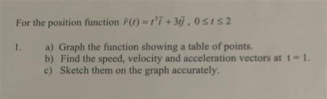 solved for the position function r t t3i 3j 0≤t≤2 1 a