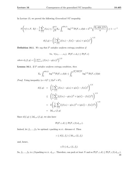 Lecture 16 Consequences Of The Generalized Vc Inequality 18465