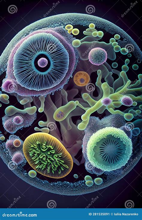 Microbes Under A Microscope Ai Generated Stock Illustration