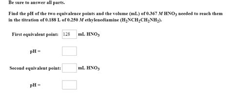 Solved Be Sure To Answer All Parts Find The Ph Of The Two