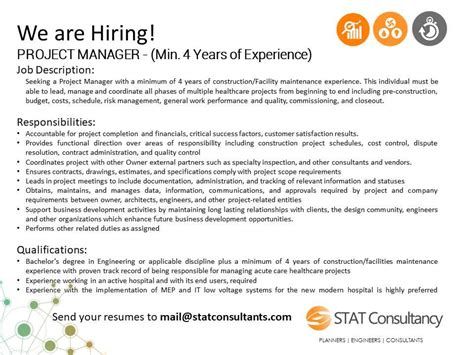 Stat Consultancy On Linkedin Projectmanager Construction