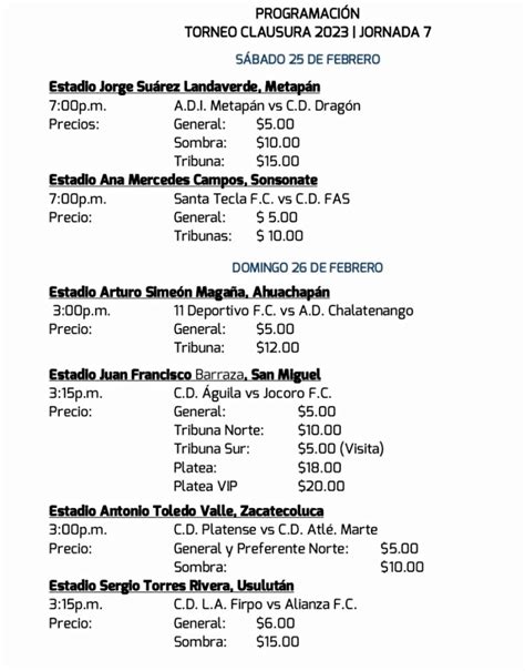 Conoce La Jornada 7 De Liga Mayor Agenda Ya Noticias De El Salvador