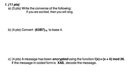 Solved Pts A Pts Write The Converse Of The Chegg