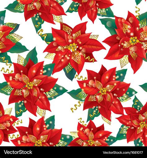 Seamless Pattern Christmas Poinsettia Royalty Free Vector