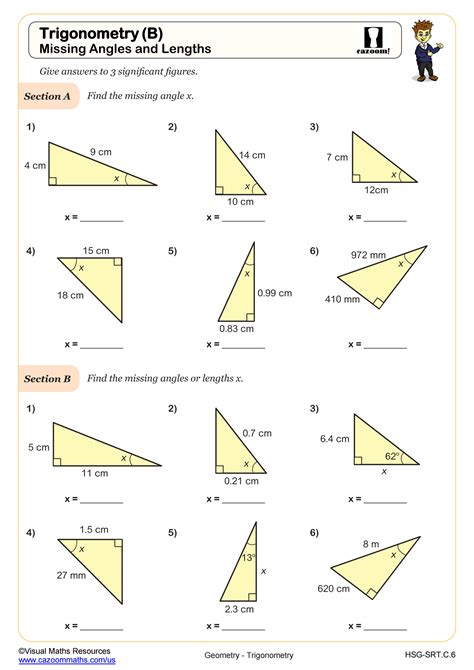 Calculating Angle And Side Values Using Trigonometric Ratios A Worksheets Library