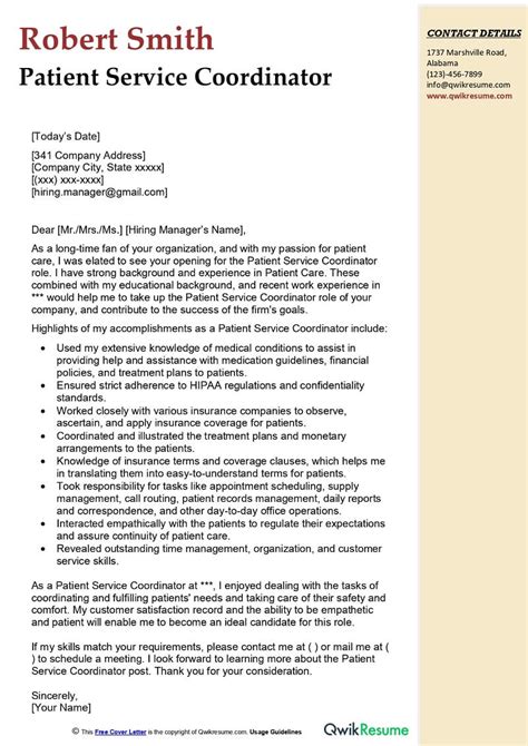 Customer Service Coordinator Cover Letter Template Download 58 Off