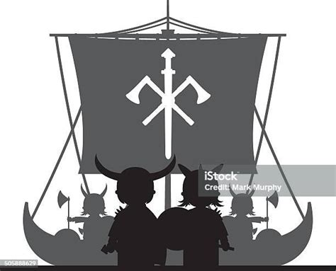 바이킹 전사 Longship 실루엣 검에 대한 스톡 벡터 아트 및 기타 이미지 검 군대 군용 함선 Istock