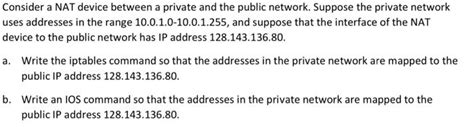 Solved Consider A NAT Device Between A Private And The Chegg Com
