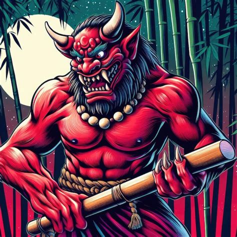 Oni Japanese Mythology Demon Background Premium Ai Generated Image