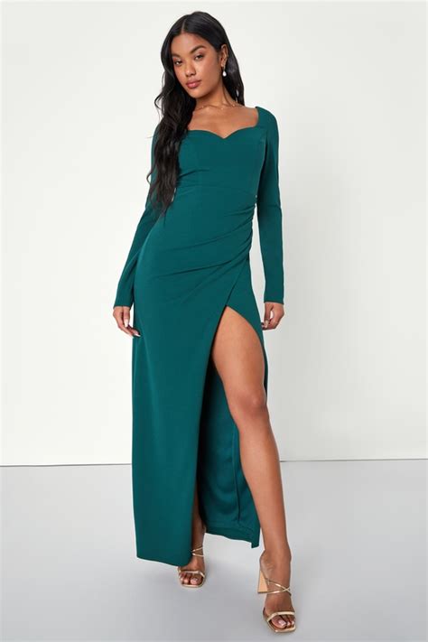 Emerald Green Dress Tulip Maxi Dress Long Sleeve Maxi Dress Lulus