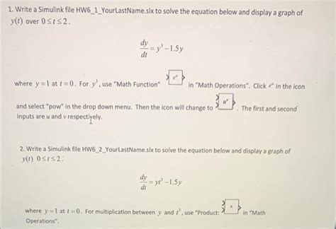 Solved 1 Write A Simulink File HW6 1 YourLastName Six To Chegg