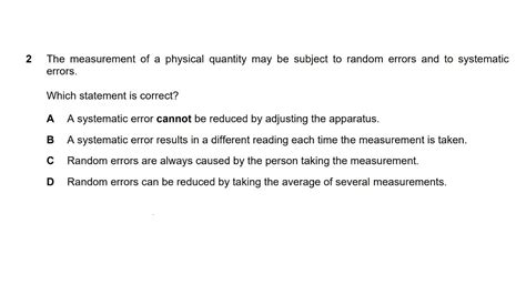 9702 Systematic And Random Errors Mcq Youtube