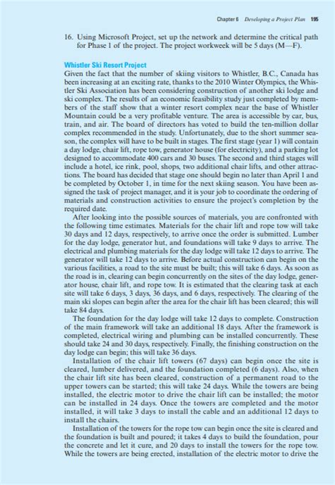 Solved Chapter 6 Developing A Project Plane 195 16 Using Chegg