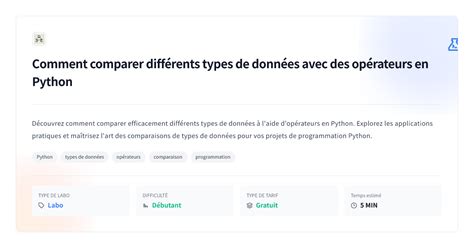 comment comparer différents types de données avec des opérateurs en