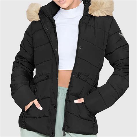 Leona Faux Fur Trim Hooded Puffer Jacket For Women Urban Buck