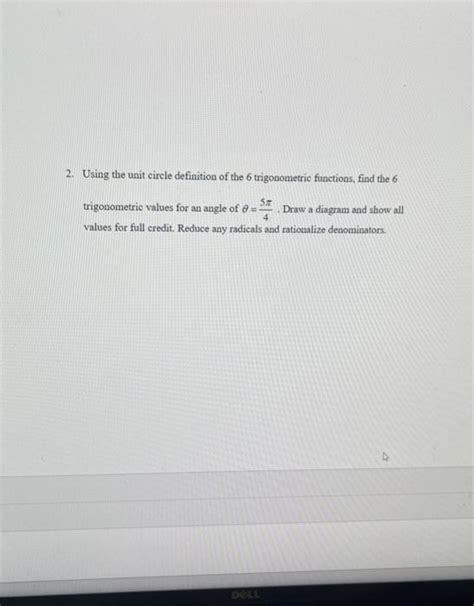 solved 2 using the unit circle definition of the 6