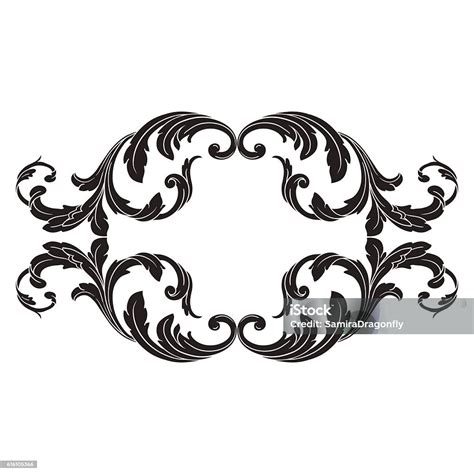 Vintage Baroque Frame Engraving Scroll Ornament Stock Illustration