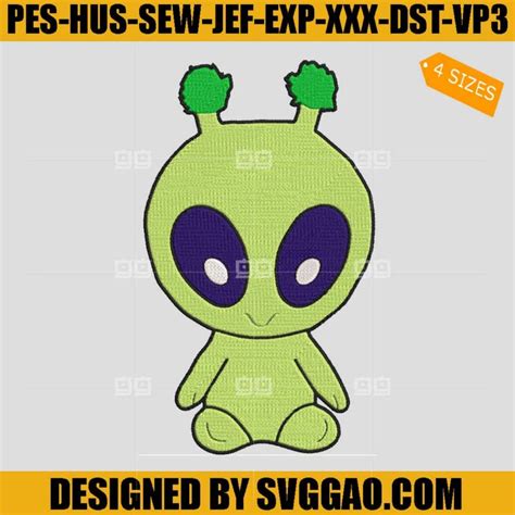 Green Alien Embroidery Design Cute Green Alien Embroidery File Svggao