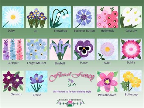 Floral Fancy Patterns Tourmaline And Thyme Quilts