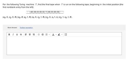 solved for the following turing machine t find the final