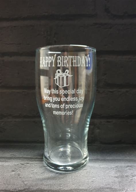 Pint Glass Happy Birthday Glass T Beer Pint Glass Etsy