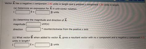 solved vector a has a negative x component 2 80 units in